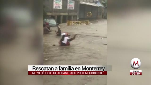 Rescatan a familia por inundaciones en Monterrey- Grupo Milenio