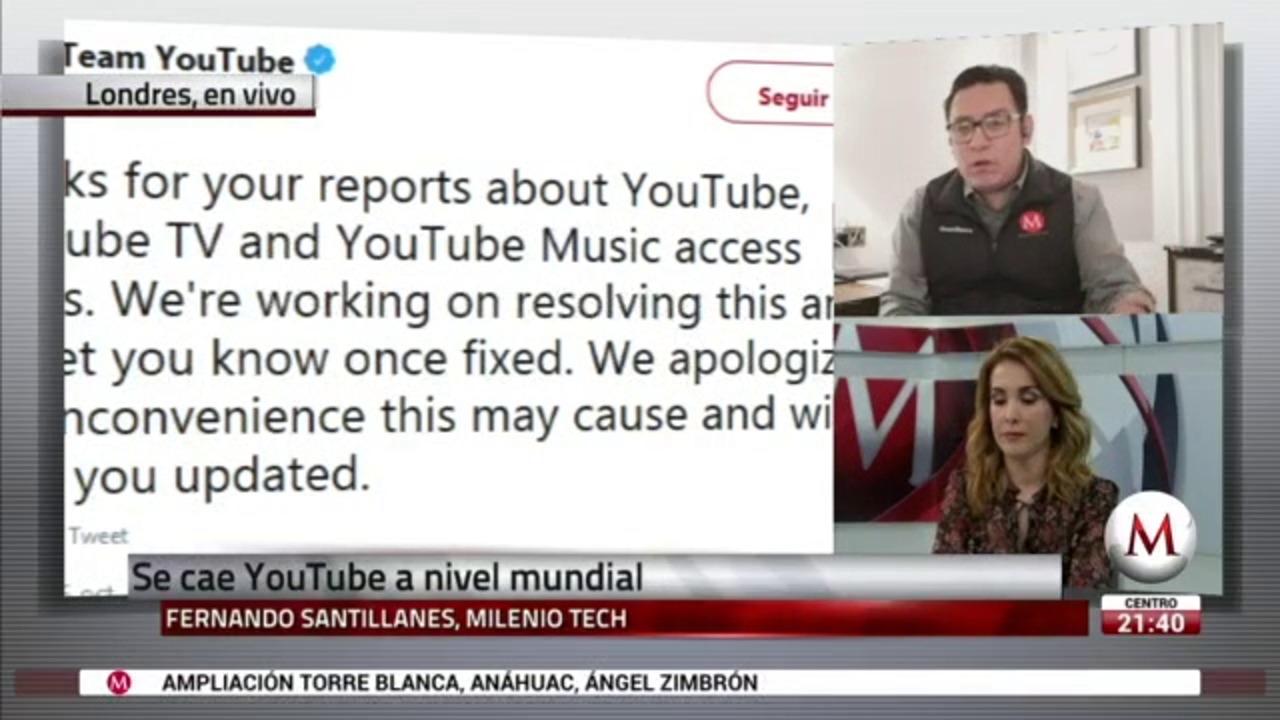 YouTube 'se cae' a nivel mundial - Grupo Milenio
