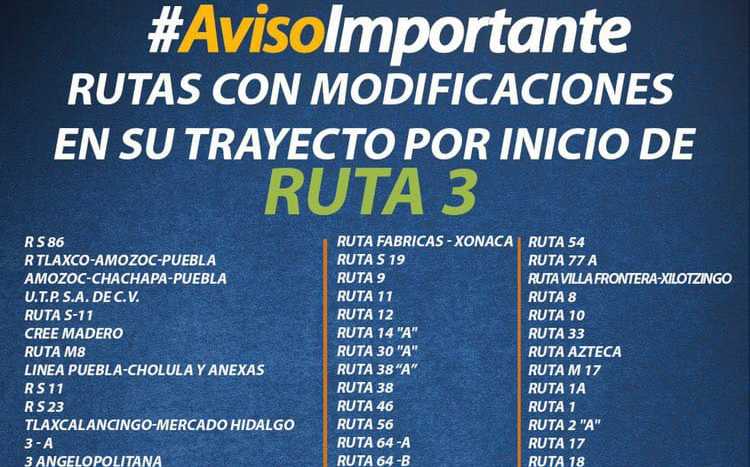 Arranca modificación de 11 rutas del trayecto de la línea 3- Grupo Milenio