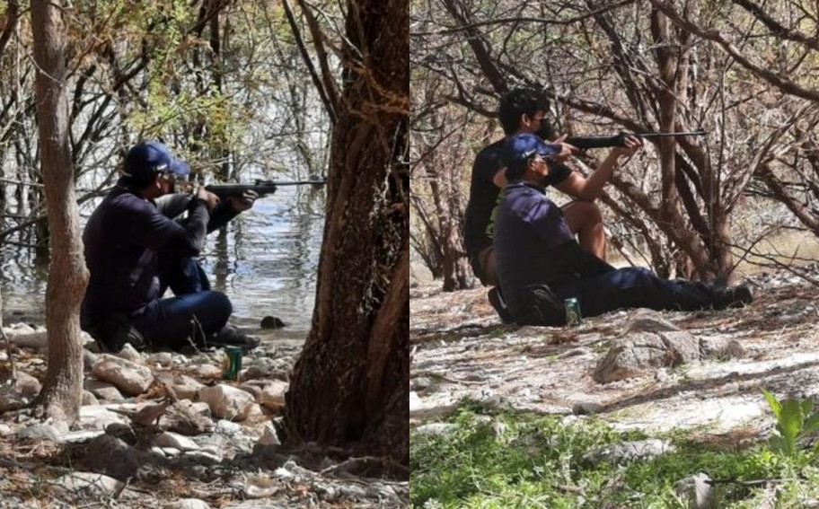 Durango. Capan a hombres cazando patos en la Presa Francisco Zarco ...