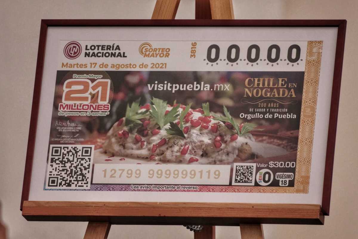 Chile en nogada presente en billete de la Lotería Nacional - Grupo Milenio