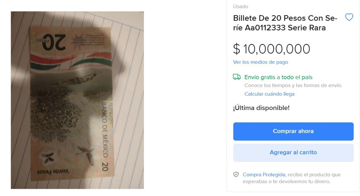 Billete de 20 pesos se vende en $10 millones en internet- Grupo Milenio