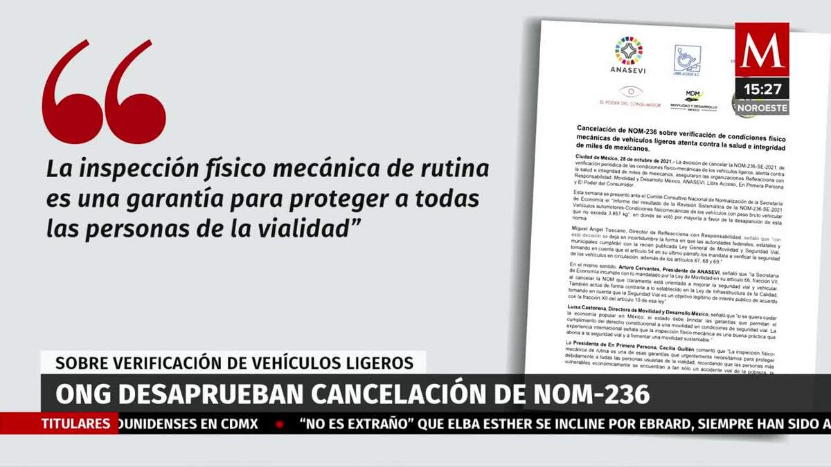 La ONG desaprueba la cancelación de la NOM 236- Grupo Milenio
