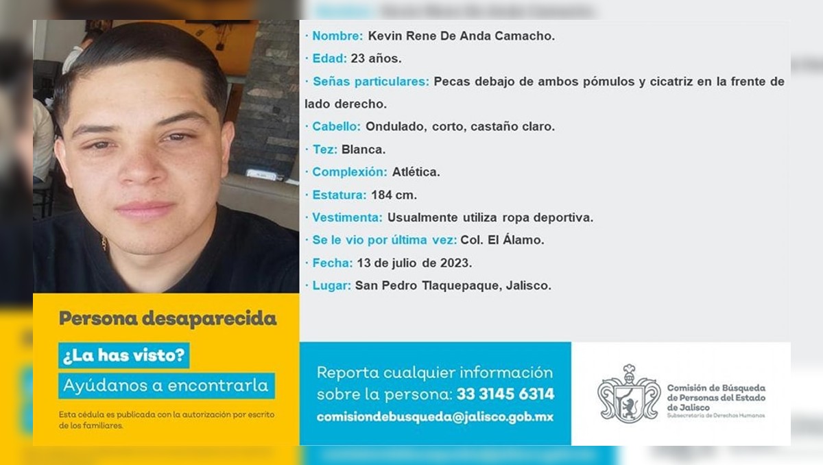 Kevin René de Anda Camacho. Buscan a joven desaparecido en Jalisco ...