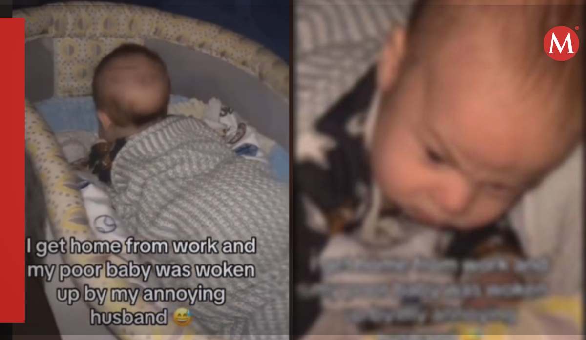 Bebé enojado se hace viral, ronquidos de su papá no lo dejan dormir ...