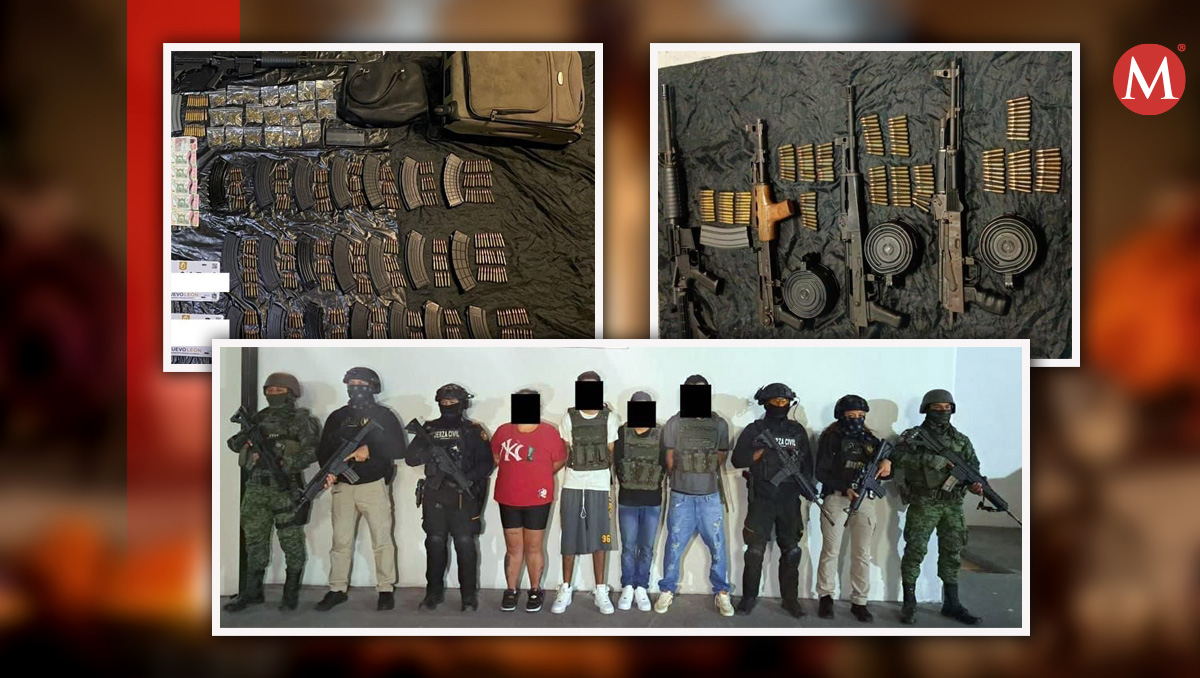 Detienen en Escobedo a cuatro hombres y una mujer con armas y droga- Grupo Milenio