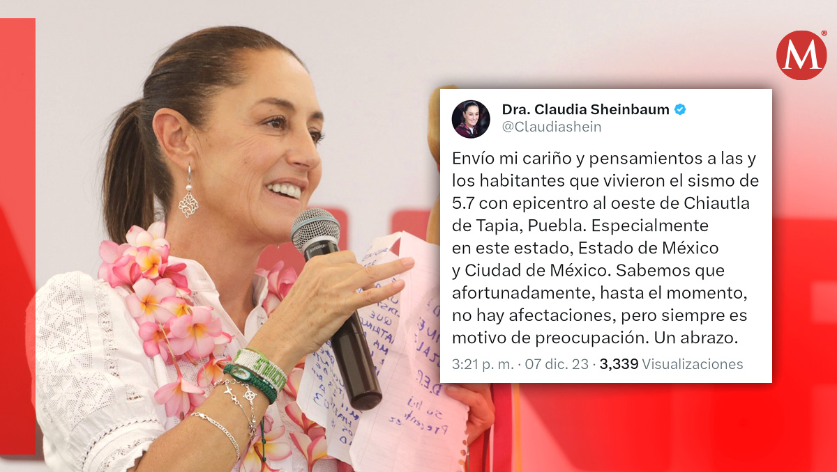 Sheinbaum manda mensaje de apoyo a poblanos tras sismo- Grupo Milenio