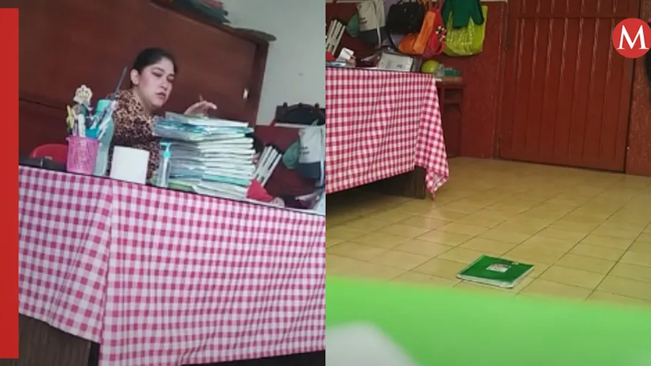 Maestra tira cuadernos de sus alumnos para que los recojan del suelo ...