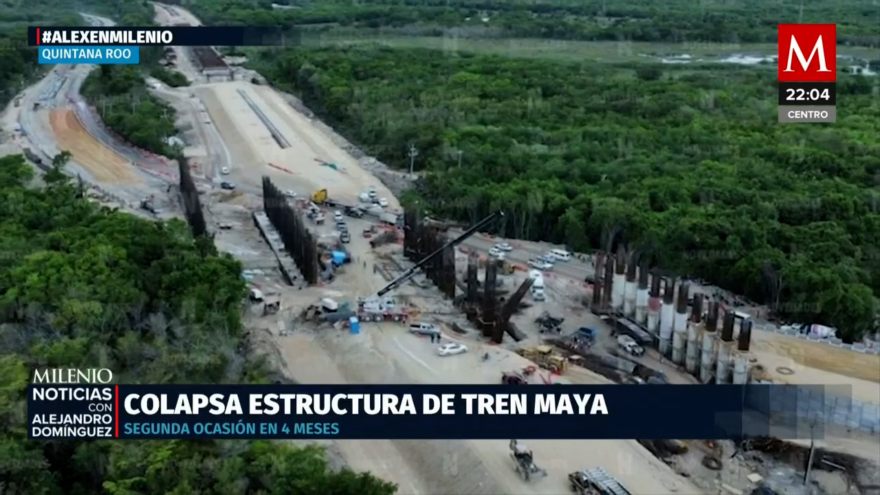 Colapso de estructura del Tren Maya en Chetumal por lluvias- Grupo Milenio